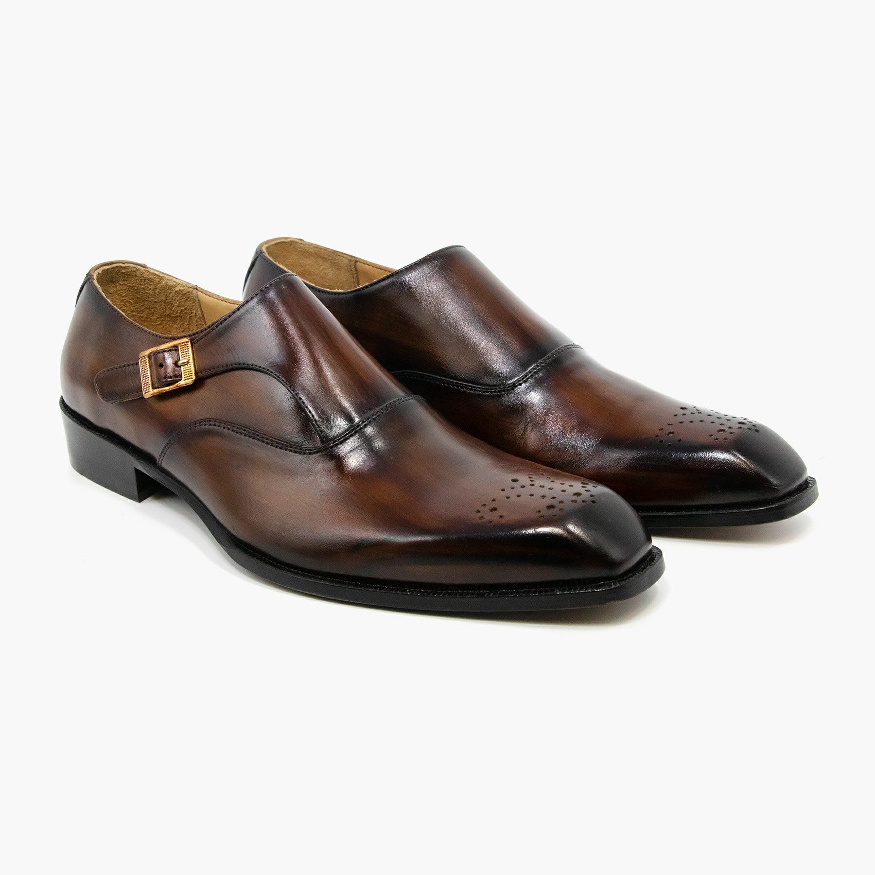 Buy Hand-Made Single Strap Monk Leather Shoes - LUBKY